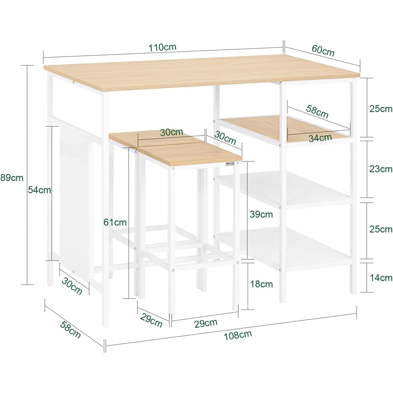 3 Pieces Home Dining Table Set