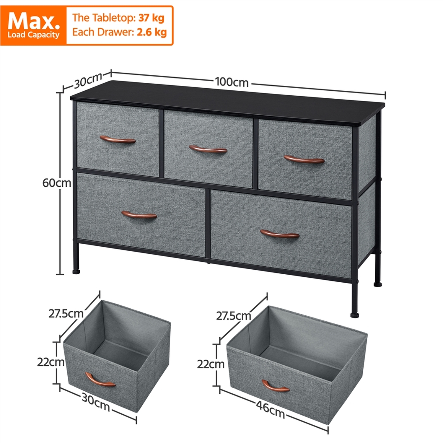 5-Drawer Fabric Storage Tower