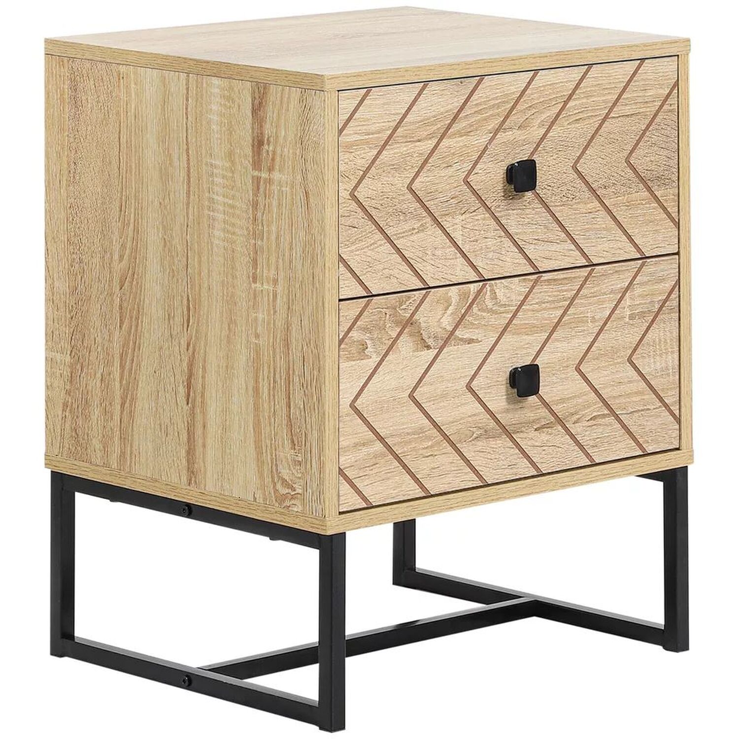 Natural Chevon Bedside Table with Drawers