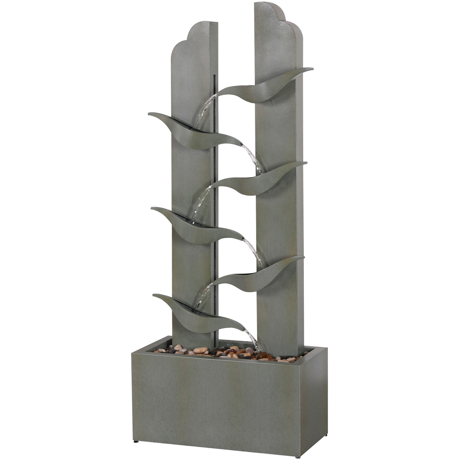Elvas Tiered Cascading Zinc Water Feature With Lights
