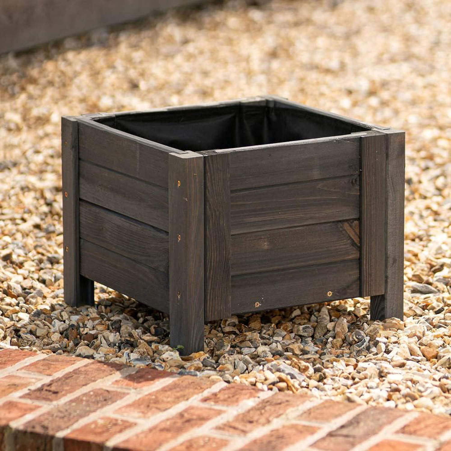 Raised Treated Pine Wood Cube Planter in Grey