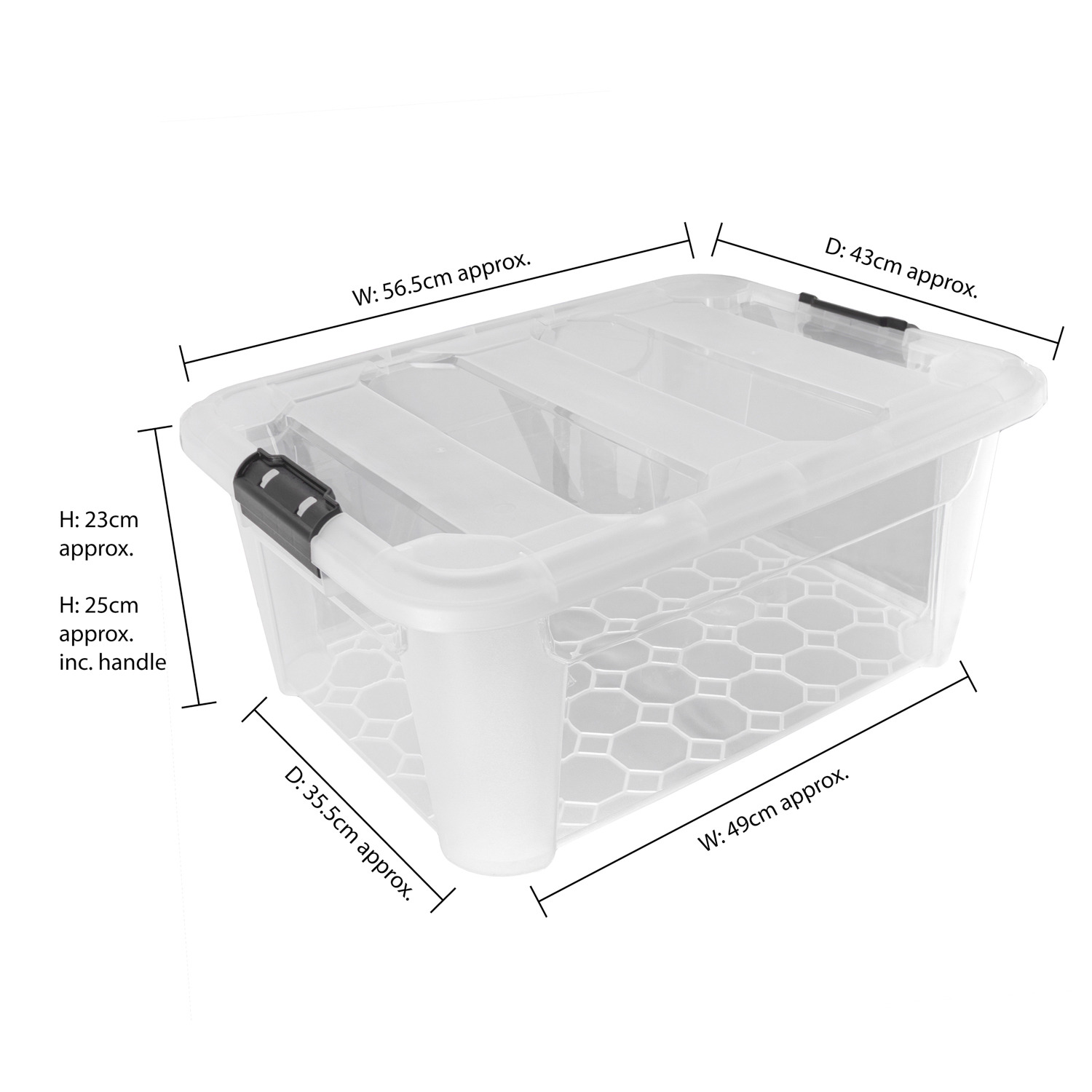 JVL Plastic Secure Clip Lidded Storage Box Set of 4
