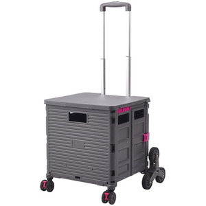 Collapsible Rolling Utility Crate with Magnetic Lid and Adjustable Handle