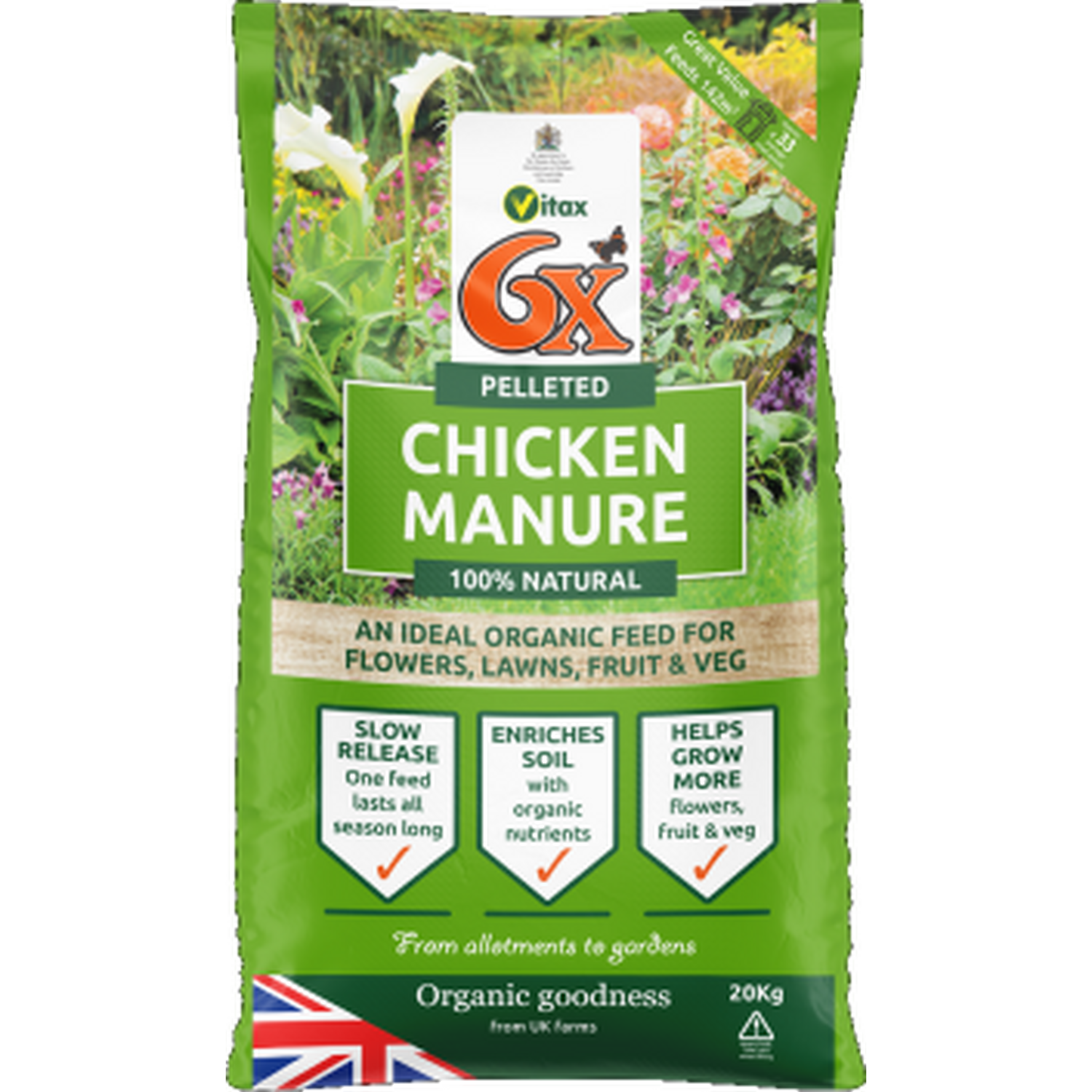 6X Pelleted Chicken Manure Organic Fertiliser