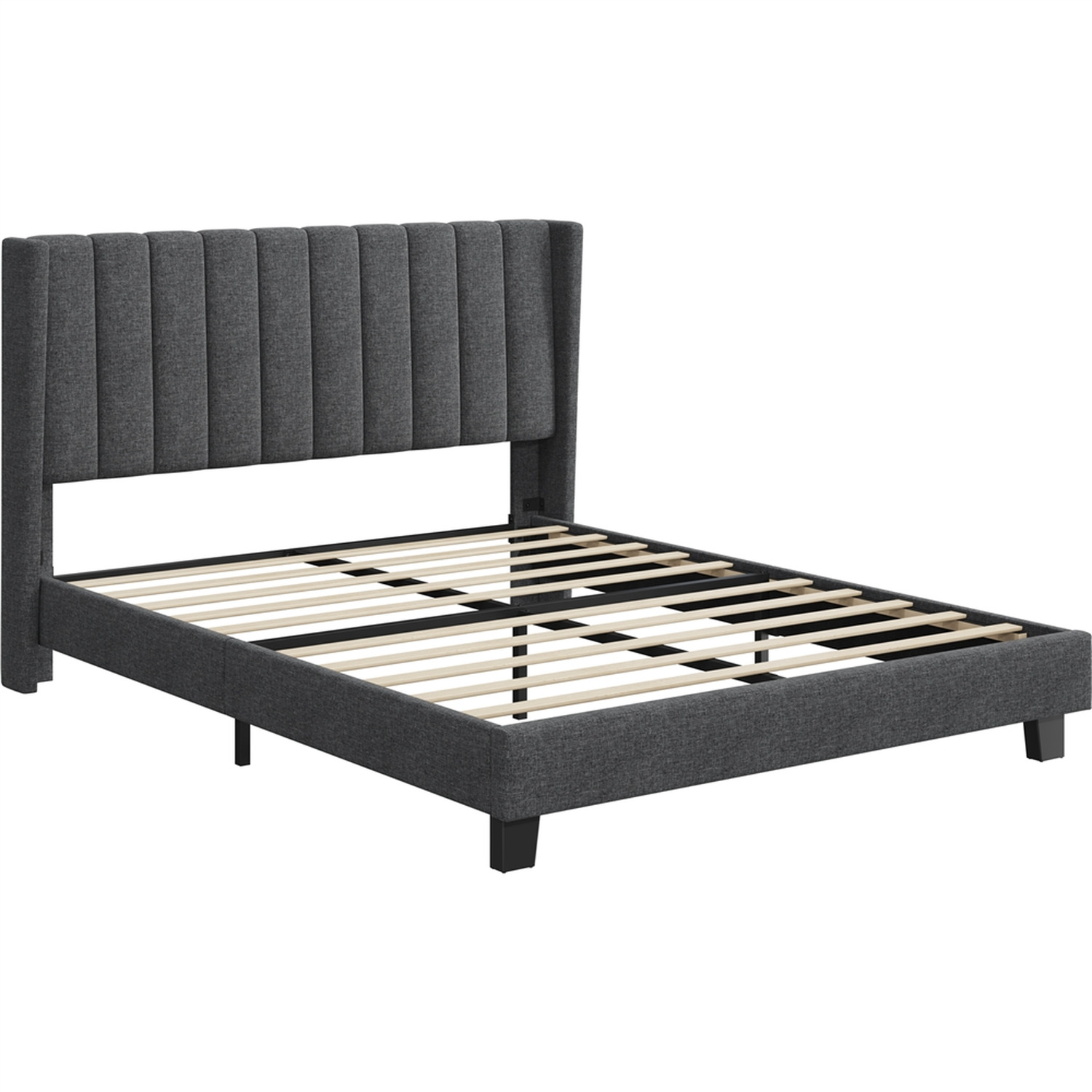Yaheetech Upholstered Bed Frame with Channel Tufted Headboard