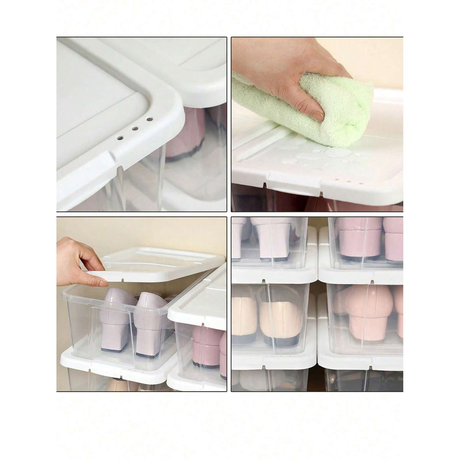 SONGMICS Clear Shoe Boxes with Lids, Set of 8