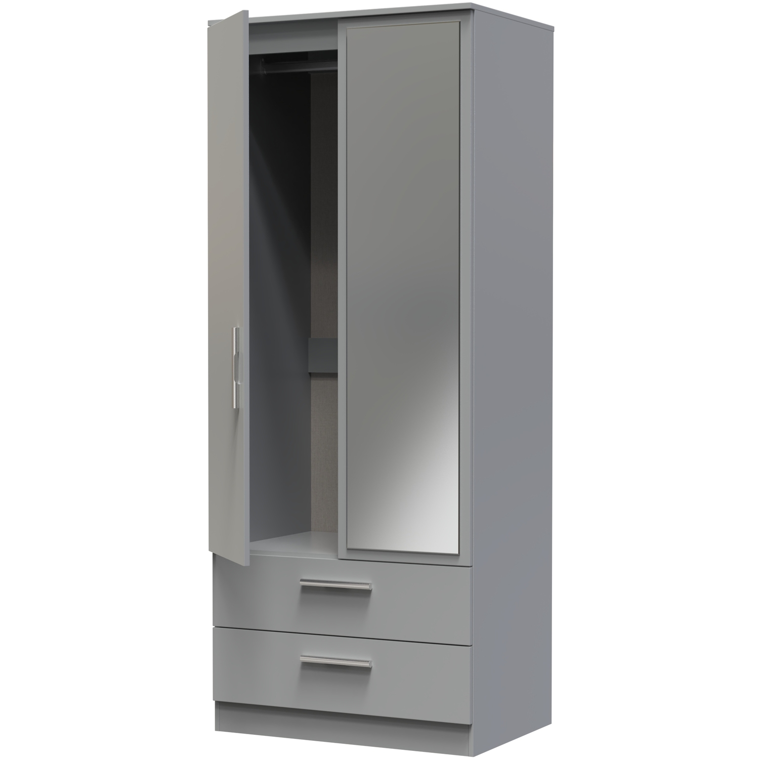 Contrast Ready Assembled 2 Door 2 Drawer Mirrored Robe
