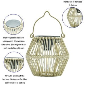 Solar Bamboo Carrying Basket Night Light Decorate Outdoor Courtyard