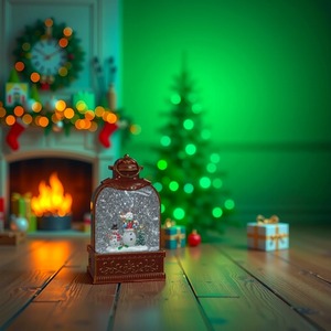 SnowTime Water Lantern with Snowmen and Ice White LEDs