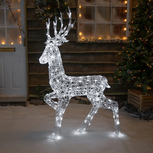 1.35m Christmas Acrylic Stag with 200 White or Warm White LEDs