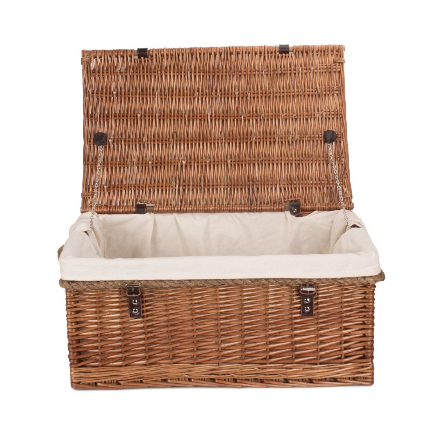 Double Steamed Rope Handled Wicker Trunk