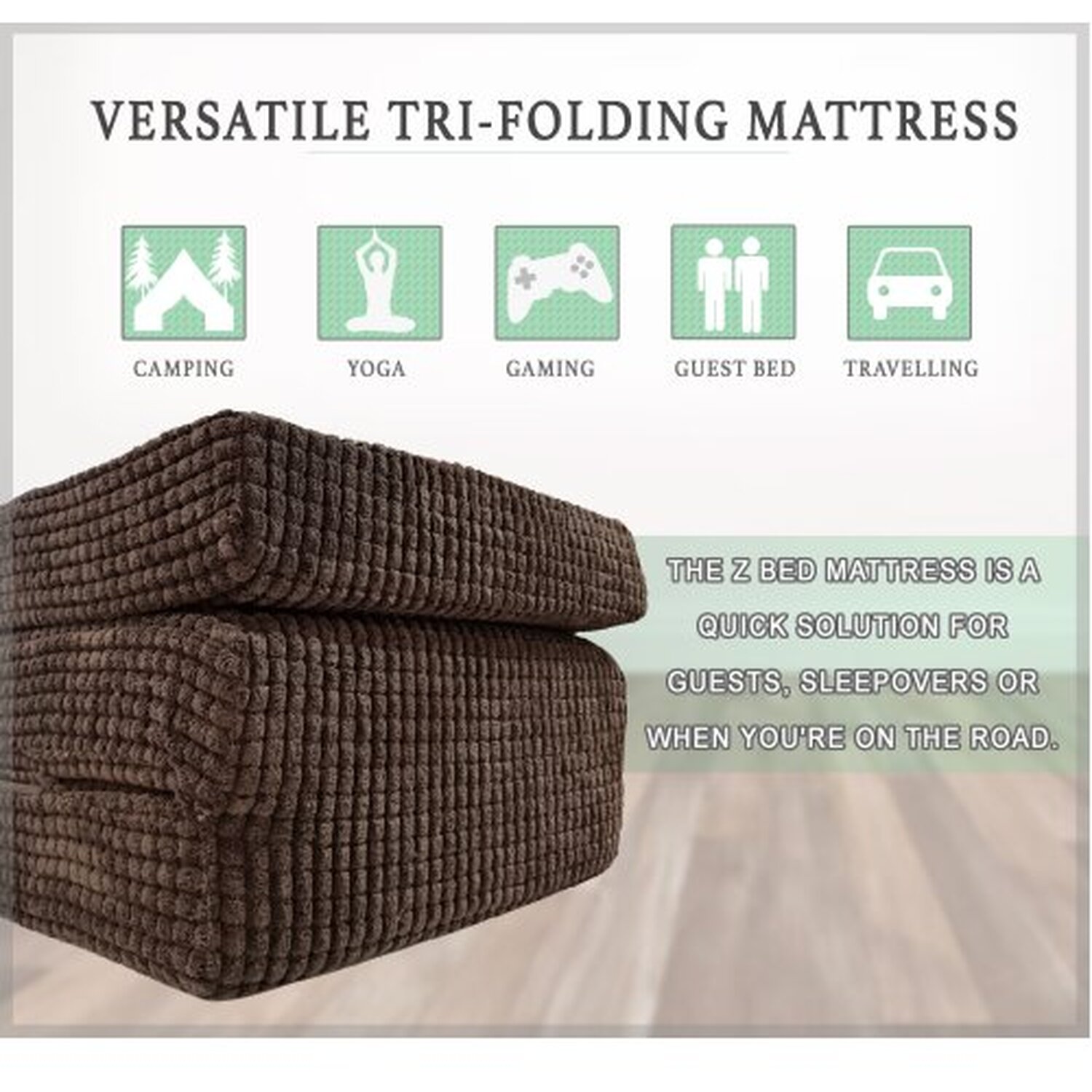 Tri Folding Z Bed Mattress Pad And Matching Pillow
