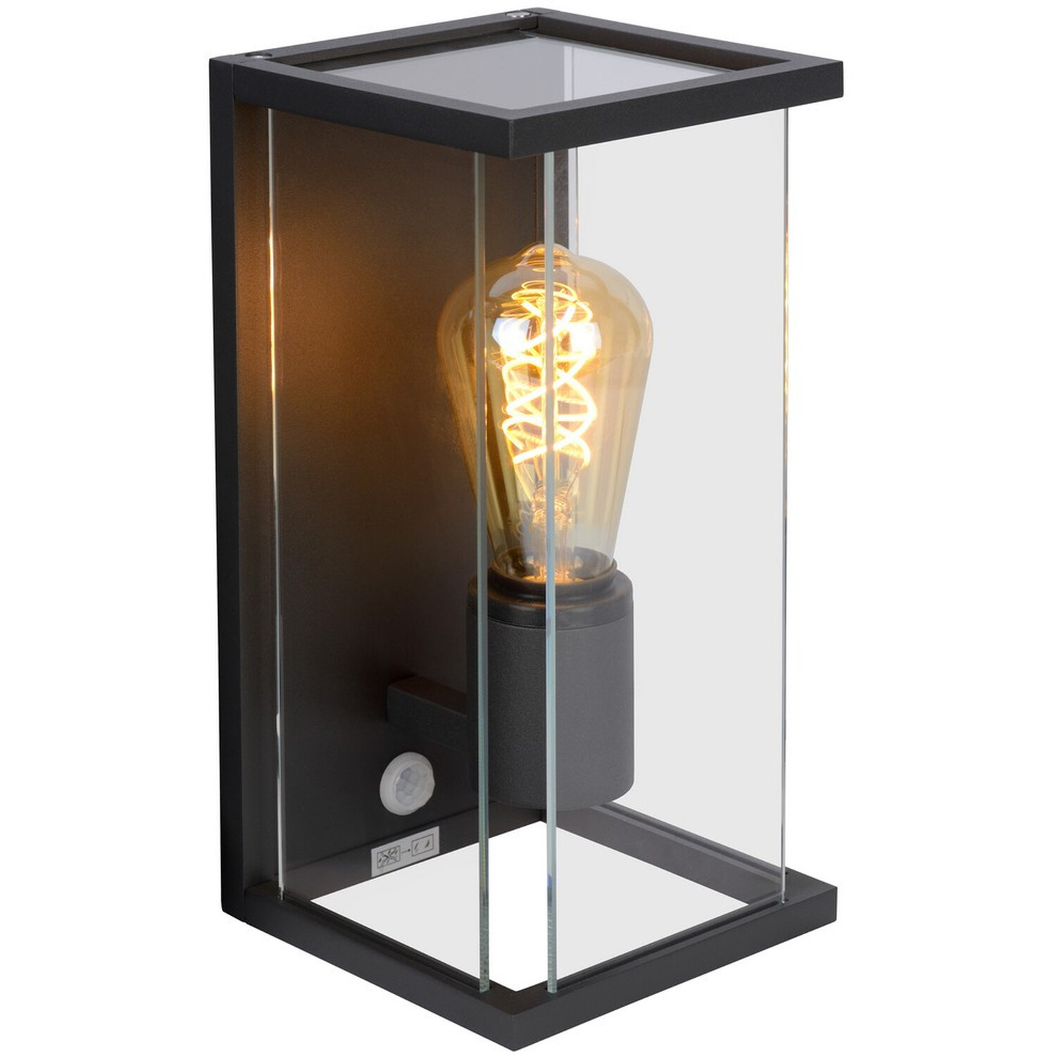 Claire Modern Wall Lantern Light Outdoor PIR Sensor Anthracite IP54