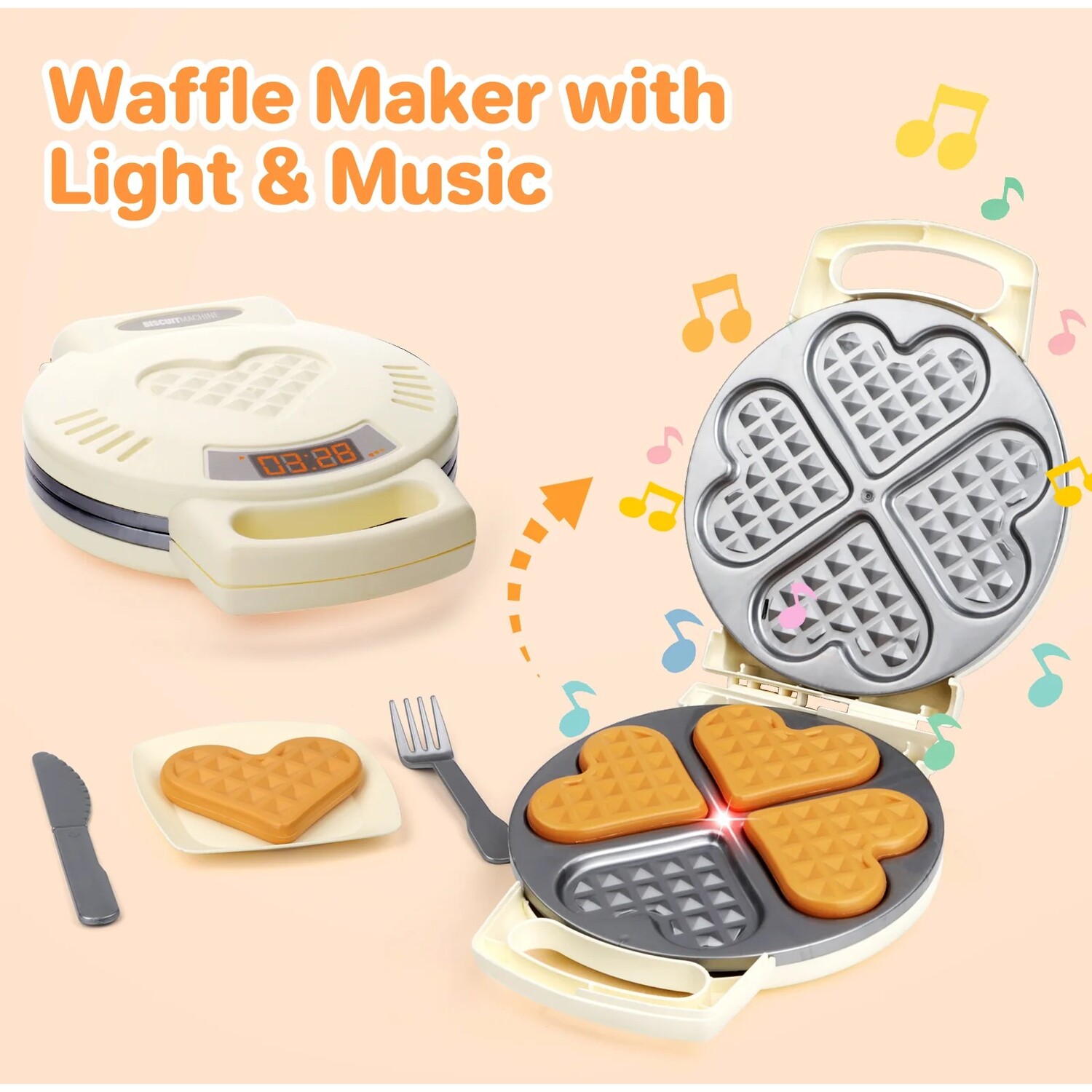 Tea Party Set with Waffle Maker Toy Including Dessert Accessories