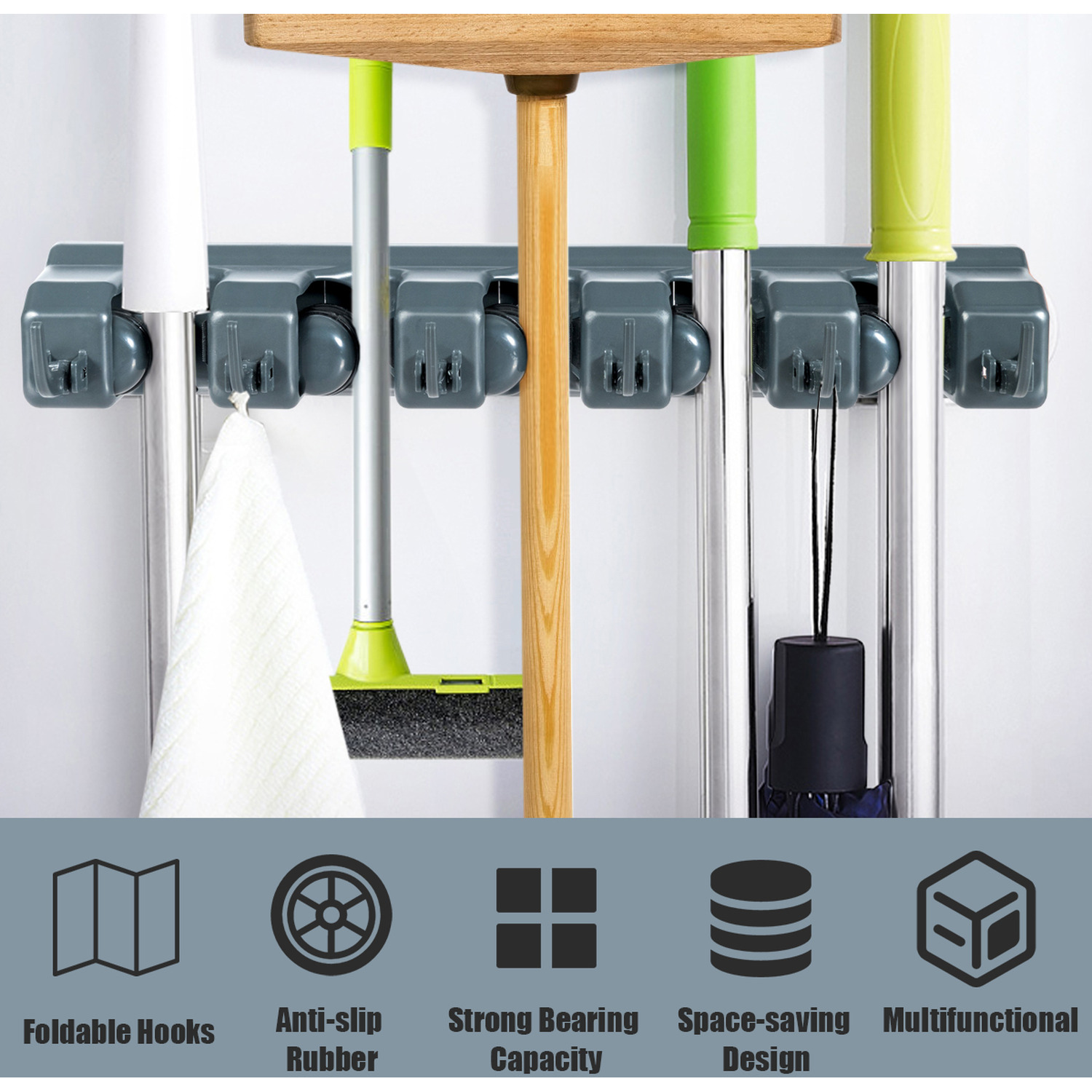 Wall-Mounted Broom Holder-Dark Gray