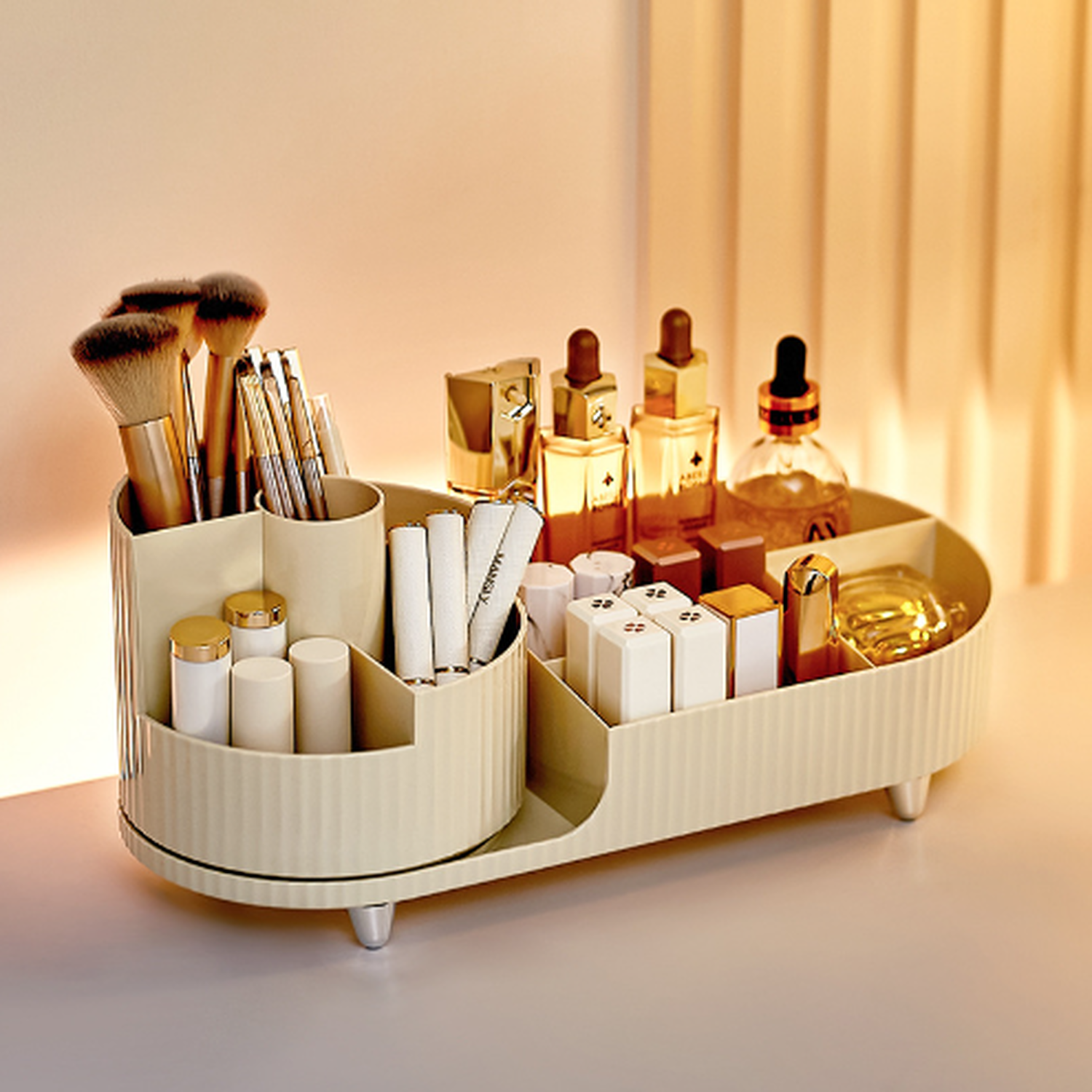 Creative Makeup Organiser with Rotating Brushes Holder