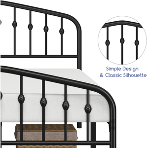 Metal Bed Frame with Arched Headboard and Footboard