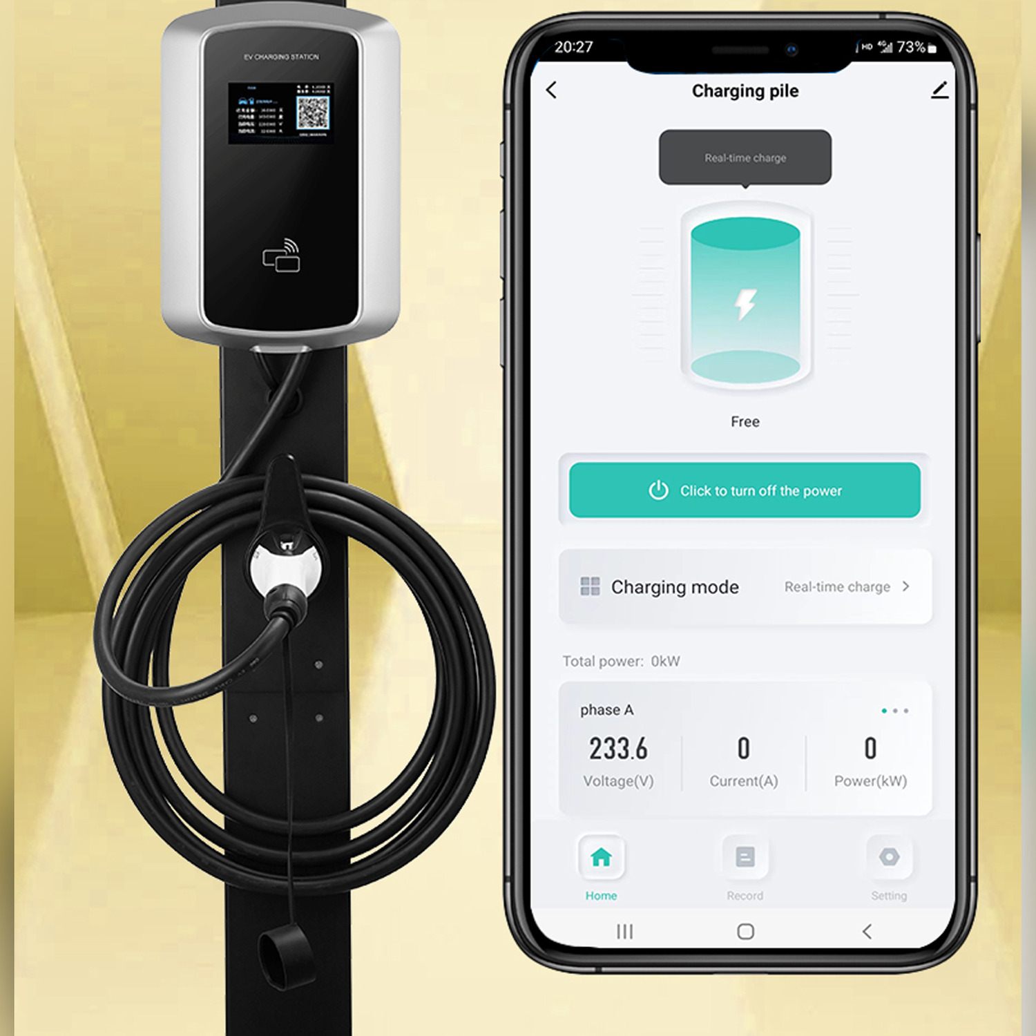 7KW 32A Wall EV Charger with 5M Cable and Type 2, Works with RFID