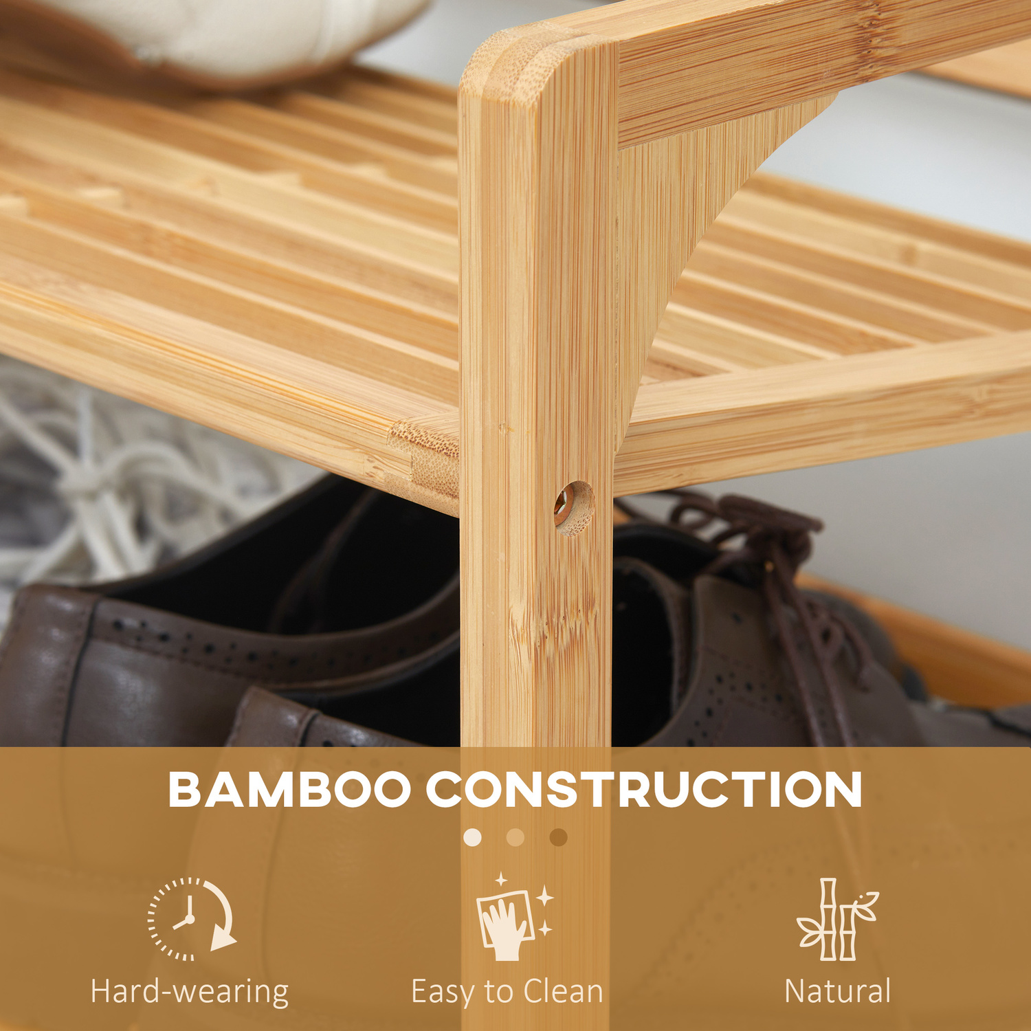 HOMCOM Bamboo Shoe Storage Rack Entryway Shoe Shelf