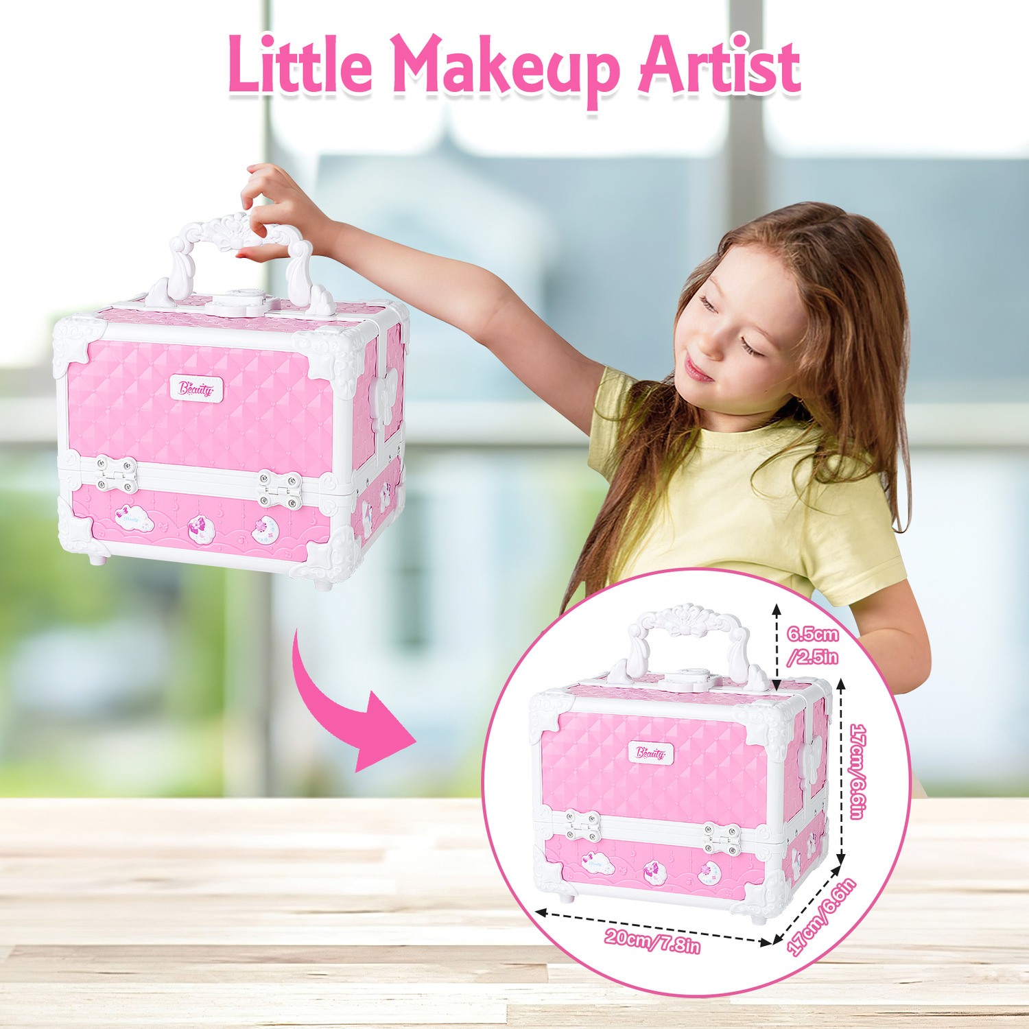 56-in-1 Princess Washable Cosmetics Makeup Case Kit Gift for Girls