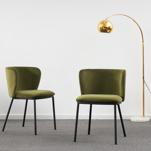 Two Mandy Velvet Green Dining Chairs