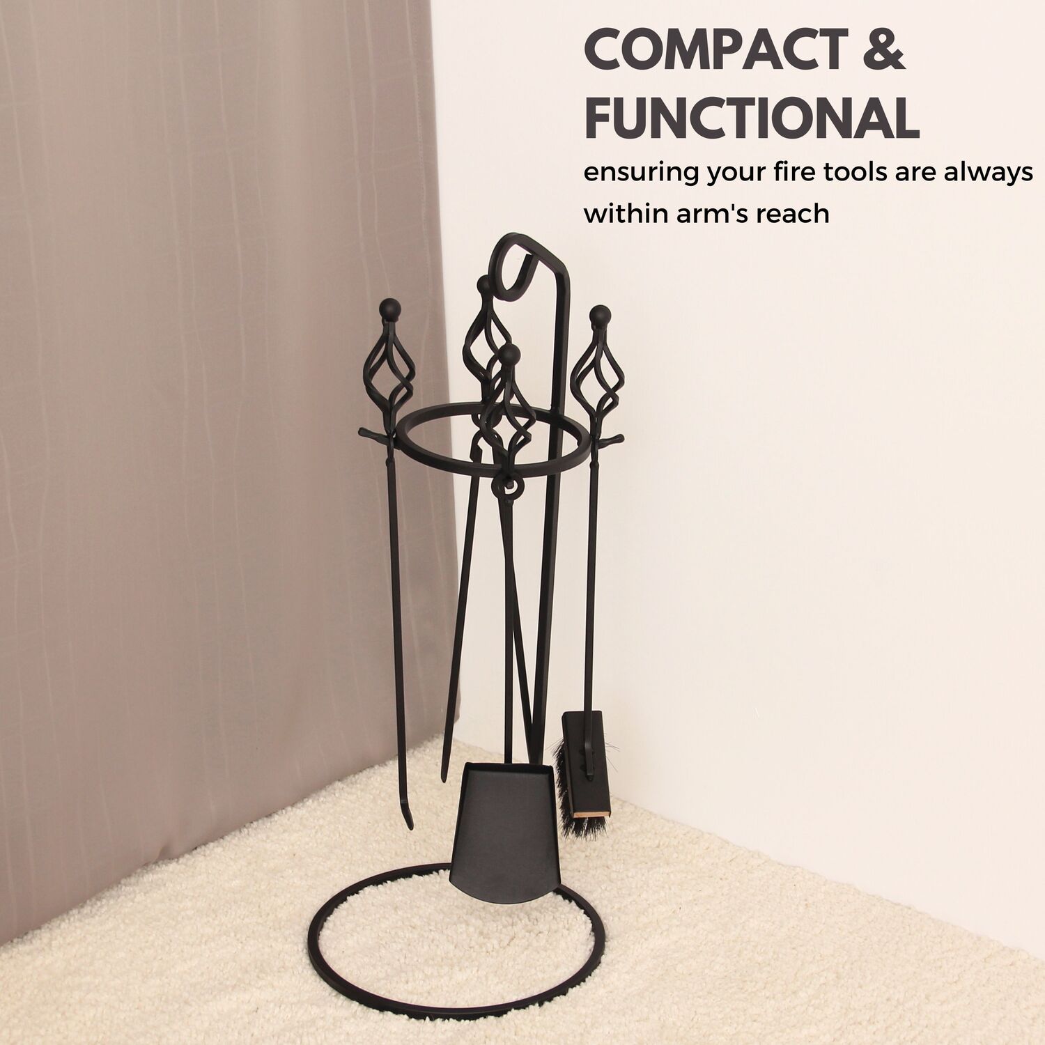 Fireside Companion Set - Sturdy Metal Log Burner Tools