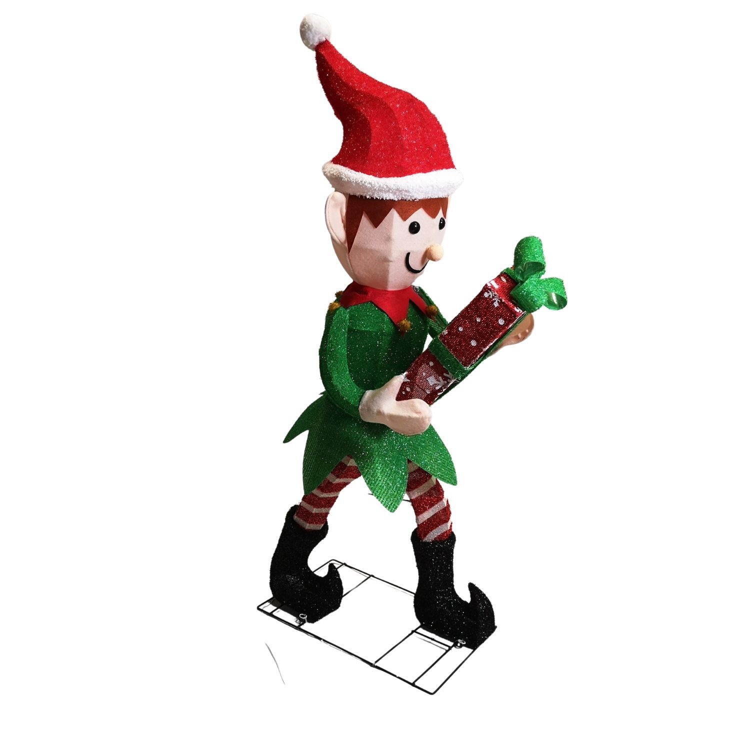 LED Lit Elf Character with Present Christmas Decoration