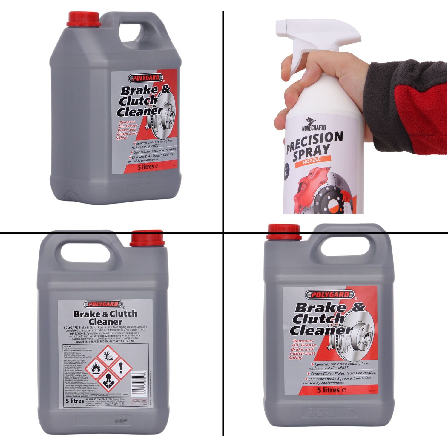 Clutch and Disc Brake Cleaner 5L with Degreaser Spray Bottle - Oil Dust ...