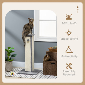 PawHut 81cm Cat Scratching Post with Natural Jute Rope and Hanging Ball
