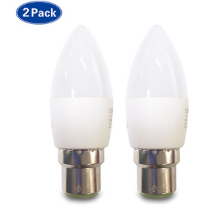 2 Pack B22 LED Candle Bulbs 5W 4200K Clamshell