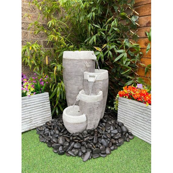 4 Circular Pouring Pots Traditional Water Feature