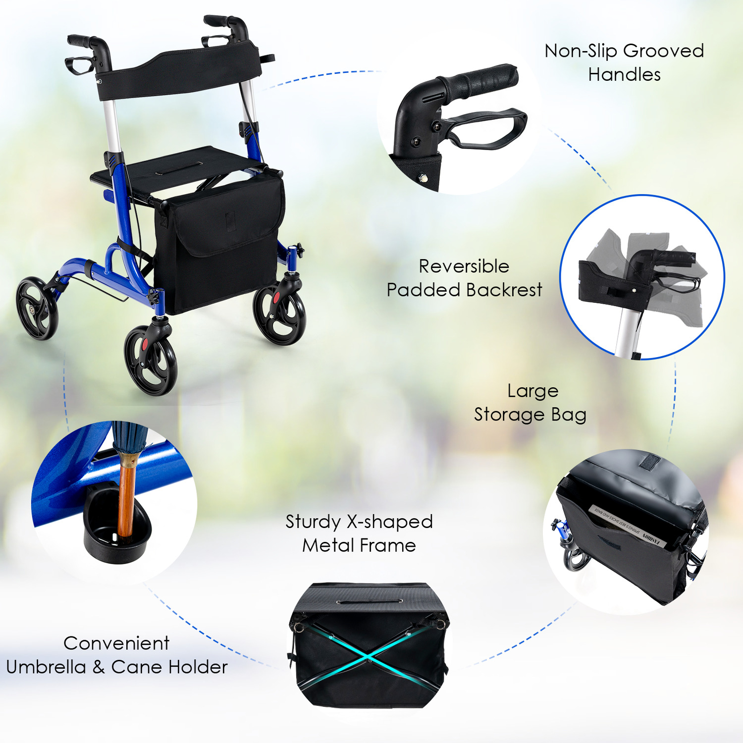 2-in-1 Rollator Walker with Seat