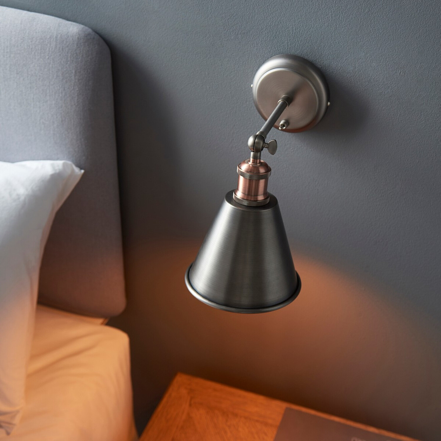 Hal Metal Wall Lamp Aged Pewter Aged Copper Plate