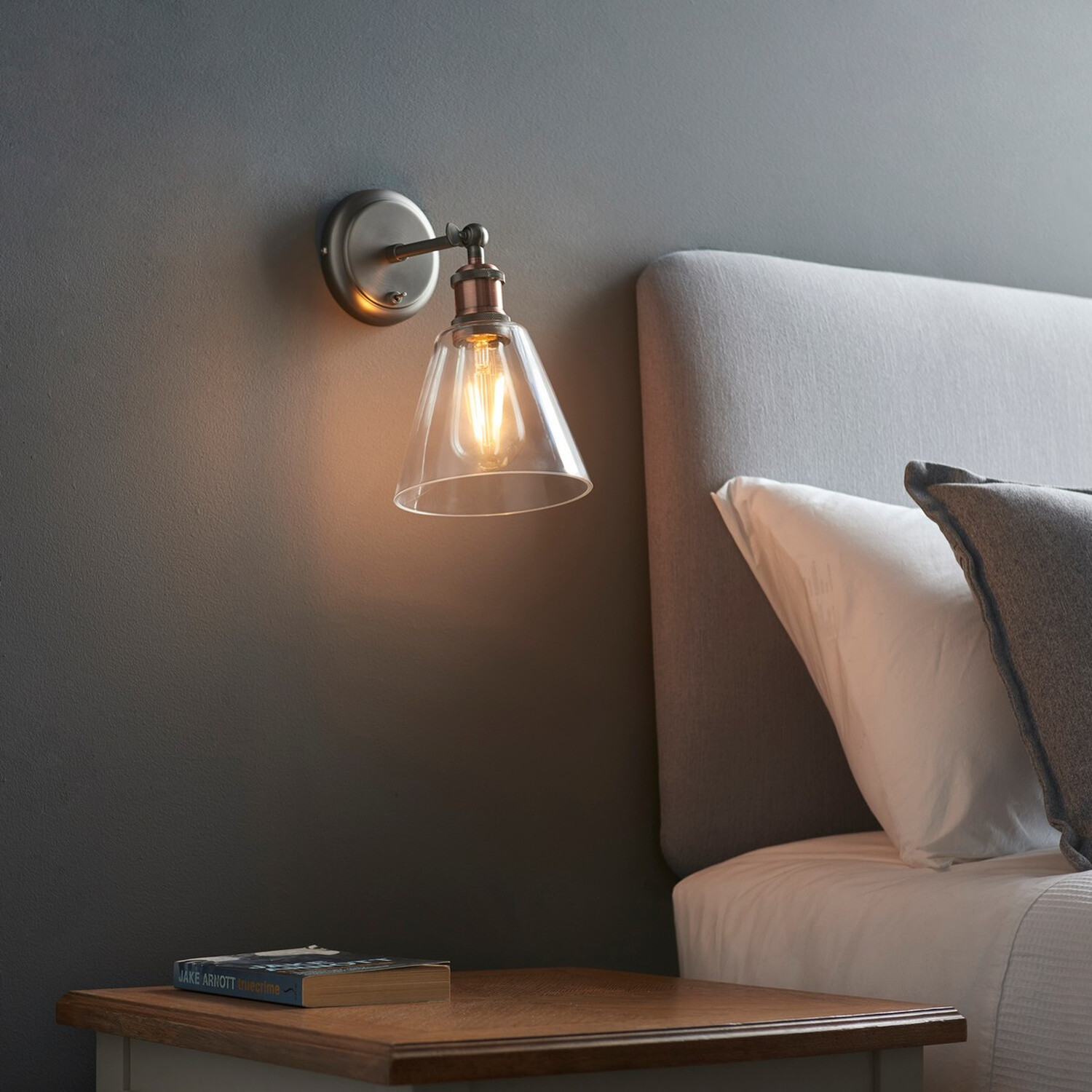 Hal Metal Wall Lamp Aged Pewter Aged Copper Plate