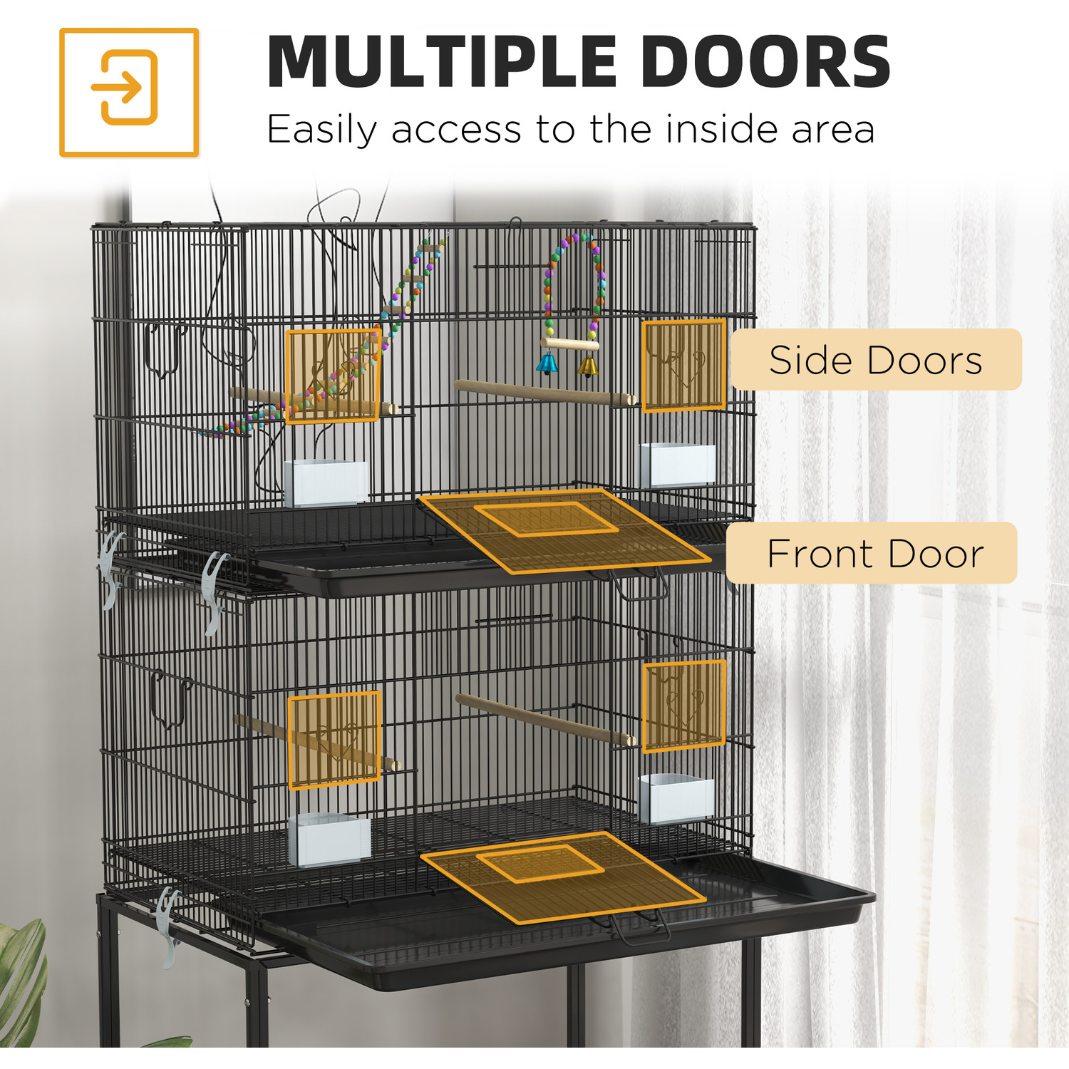 PawHut PawHut 2 Tier Bird Cage on Wheels with Stand for Small Birds