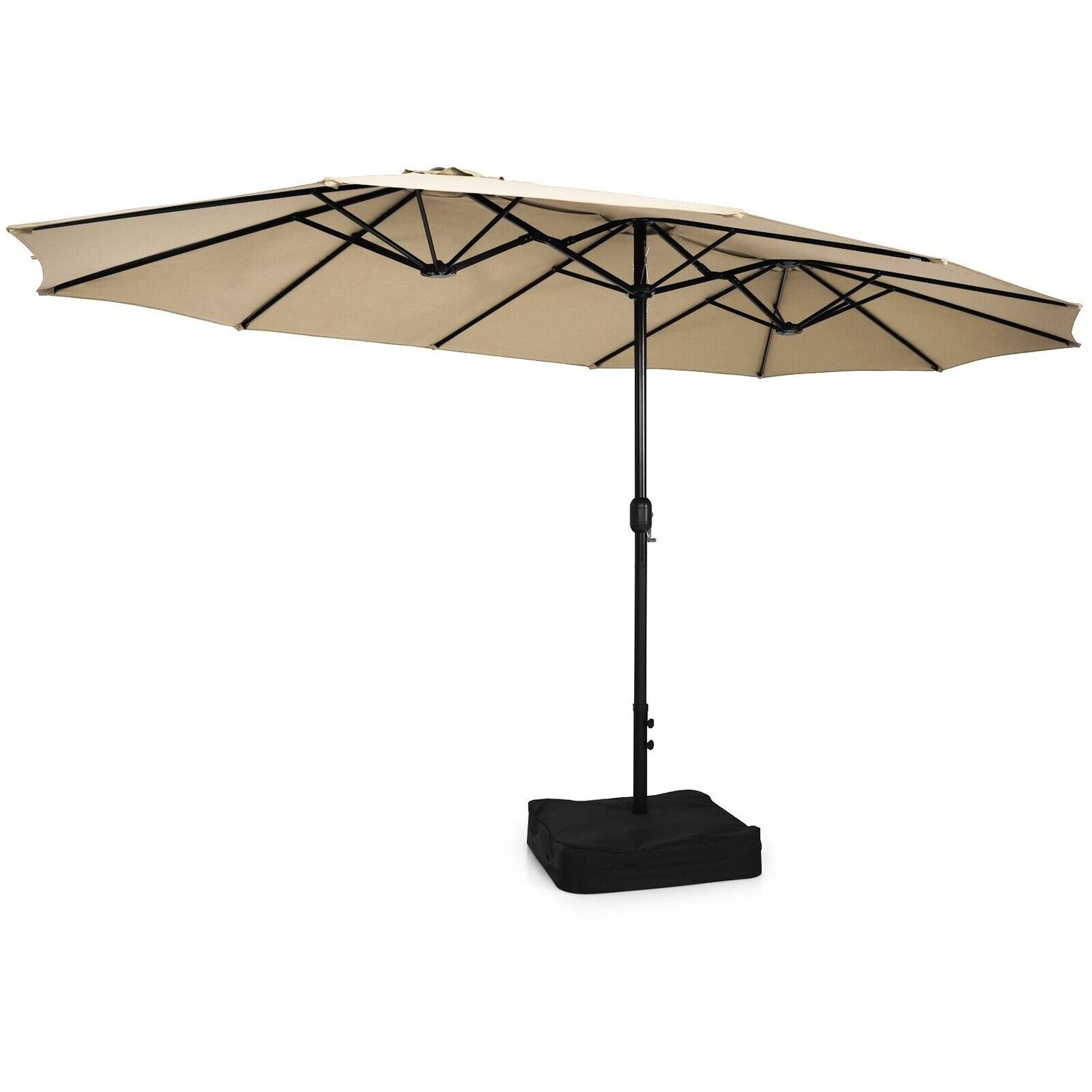 12-Rib Twin Extra-Large Sun Parasol with Base