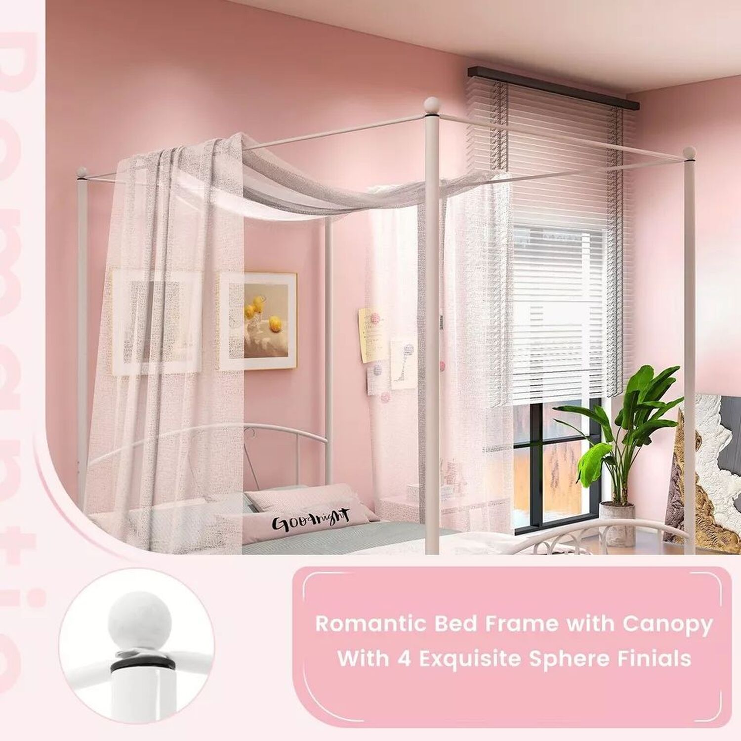 Double Size Metal Canopy Bed Frame 4FT6