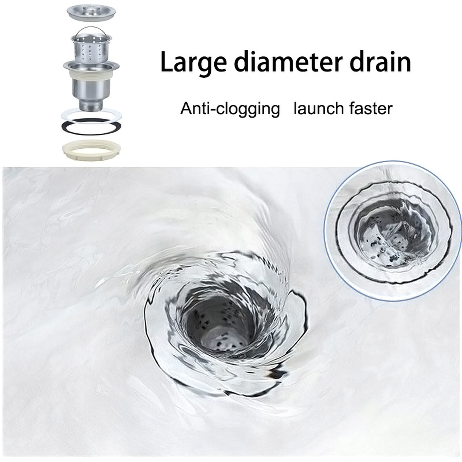 Kitchen Sink Single U Shaped Wash Basin Bowl With Removable Drainer Set