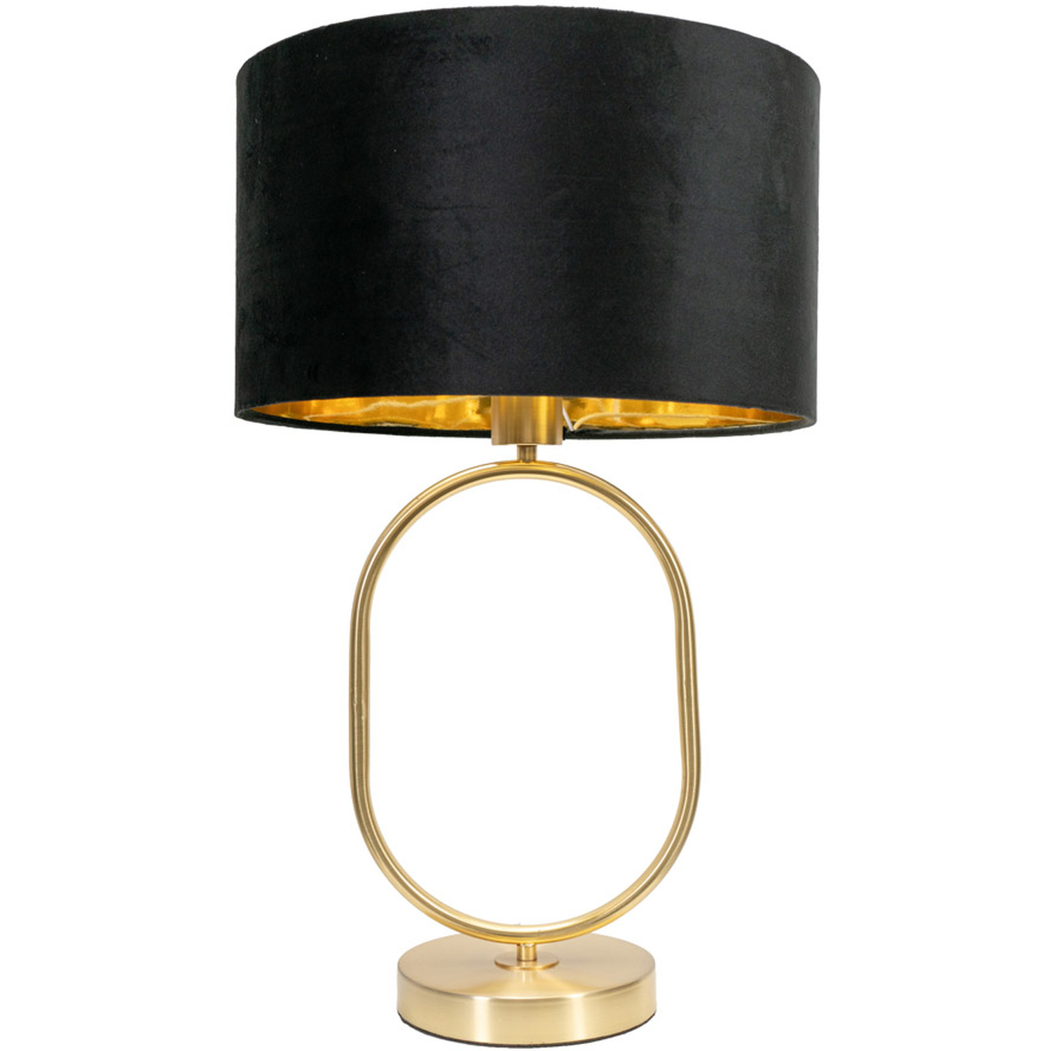 Antonia Brushed Gold Oval Table Lamp Velvet and Metallic Shade