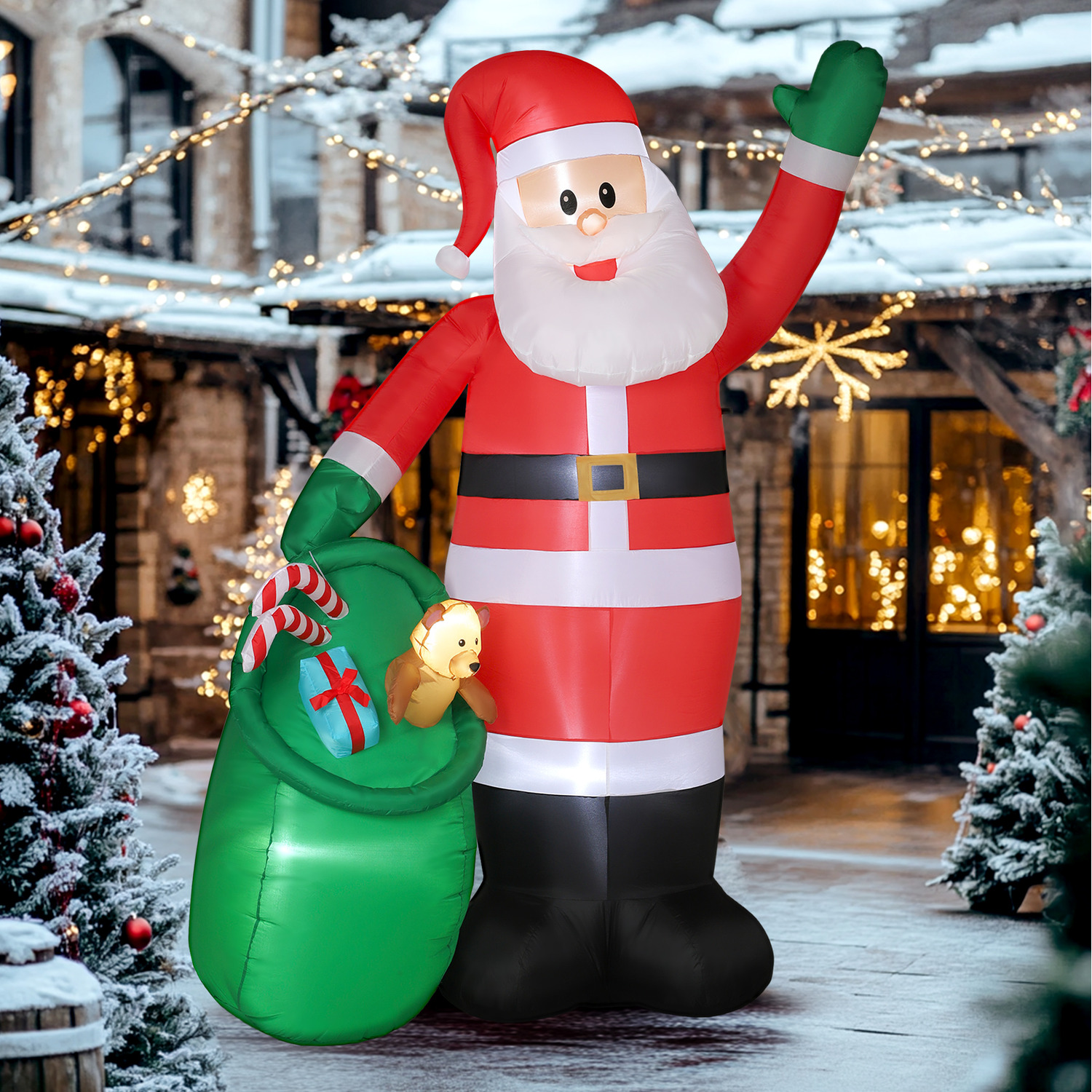 Outsunny 9ft Christmas Blow Up Decoration with Built-in LED Lights
