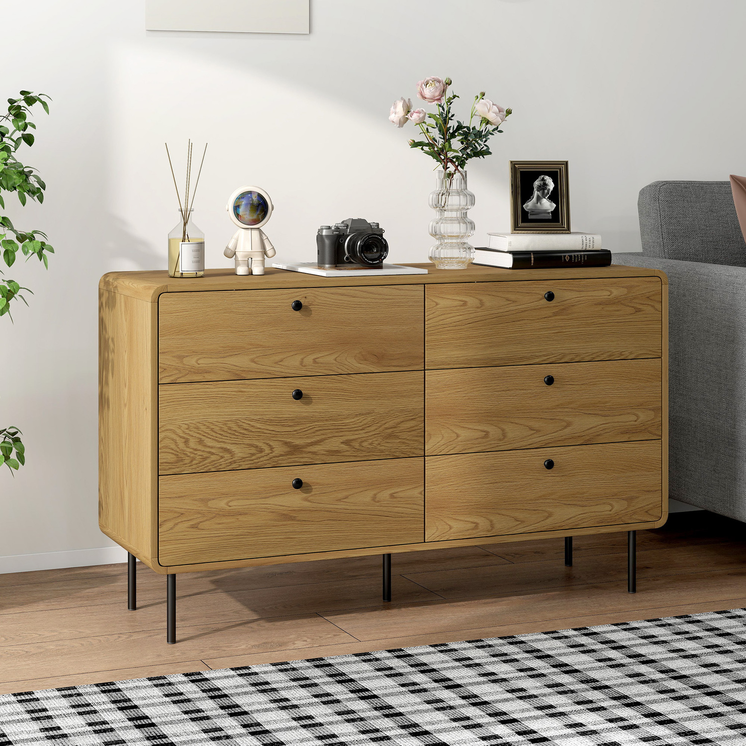 HOMCOM Bedroom Chest of Drawers, 6 Drawer Dresser