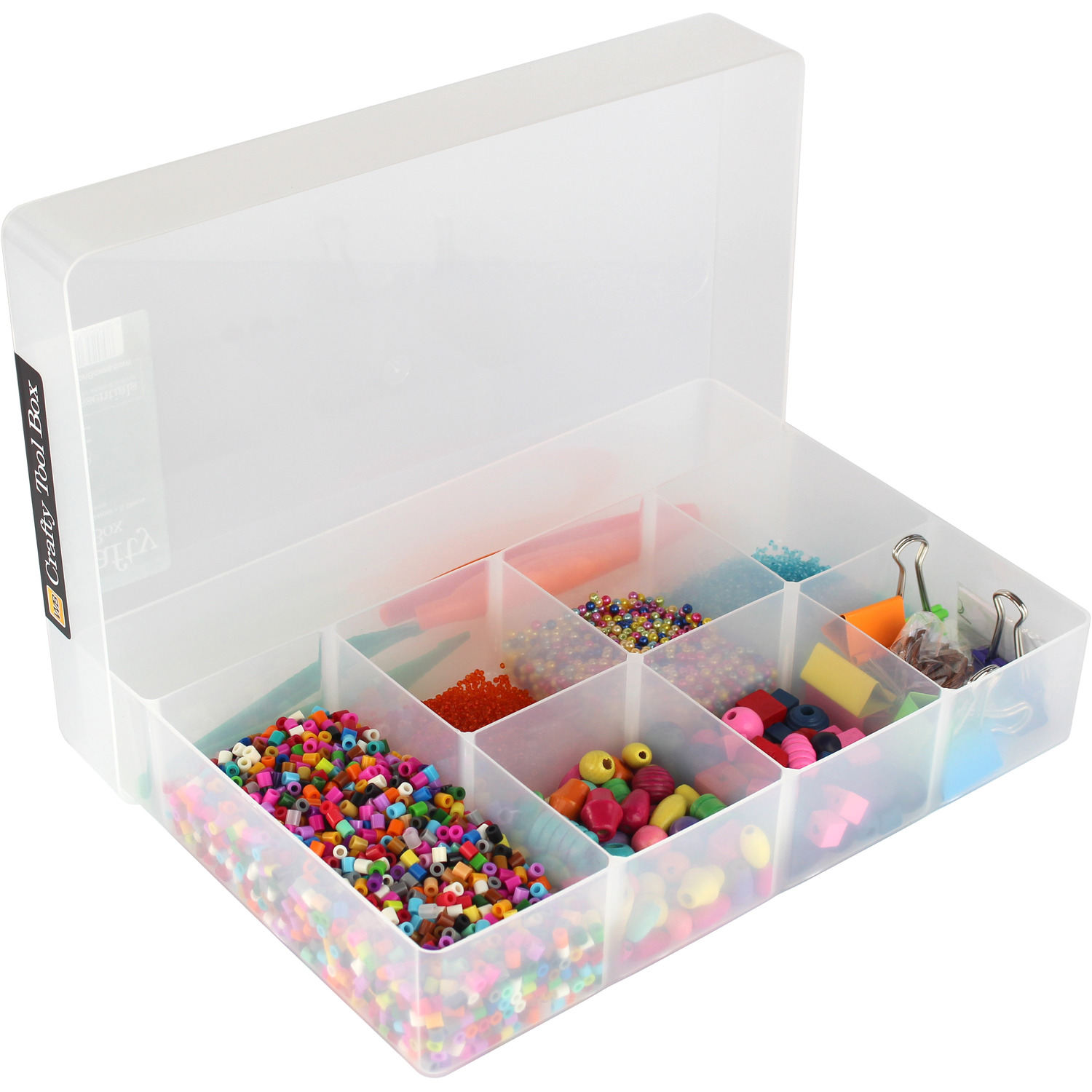 Crafty Tool Storage Box with Fixed Dividers and Compartments