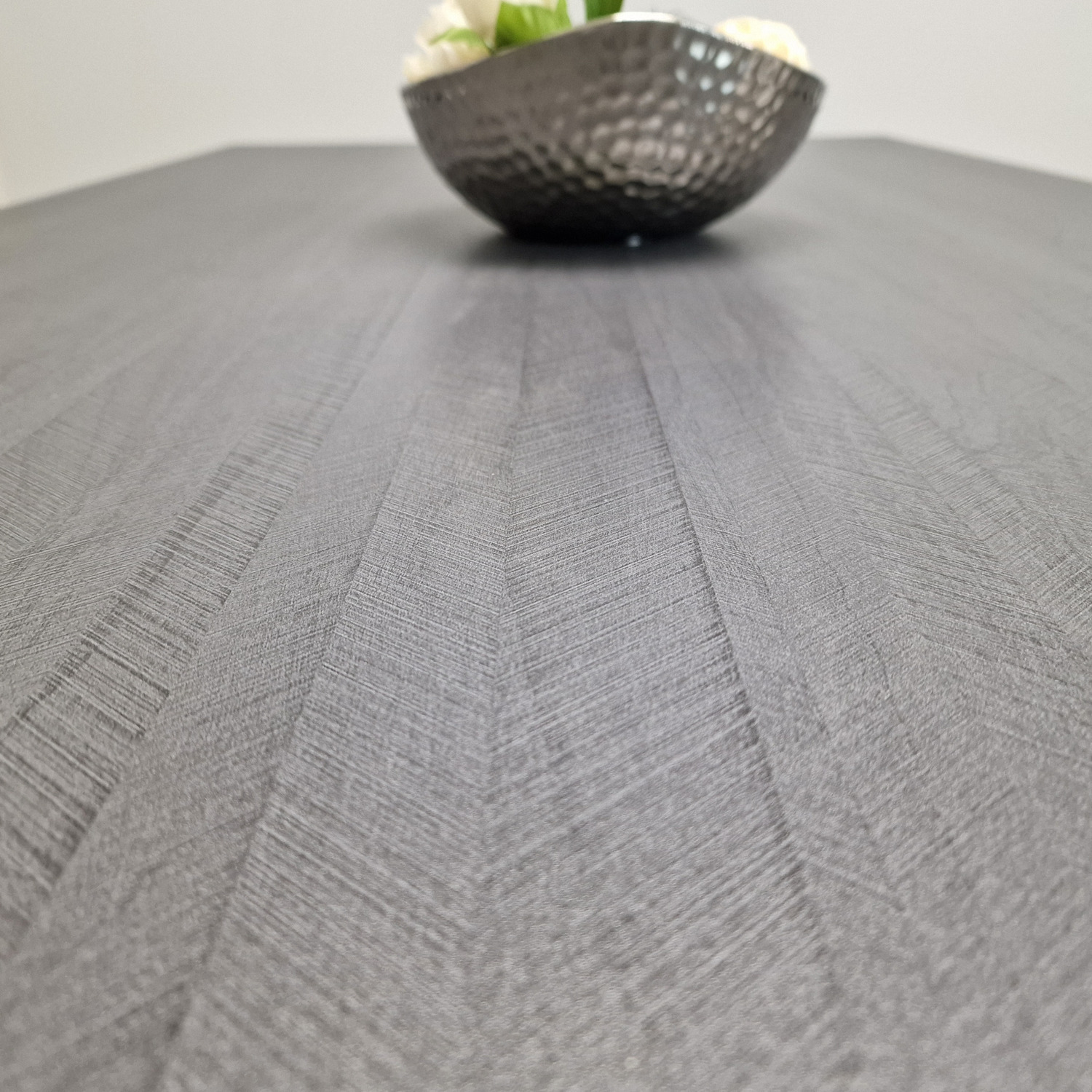 Dark Grey Dining Table Set with 4 Grey Faux Leather Chairs