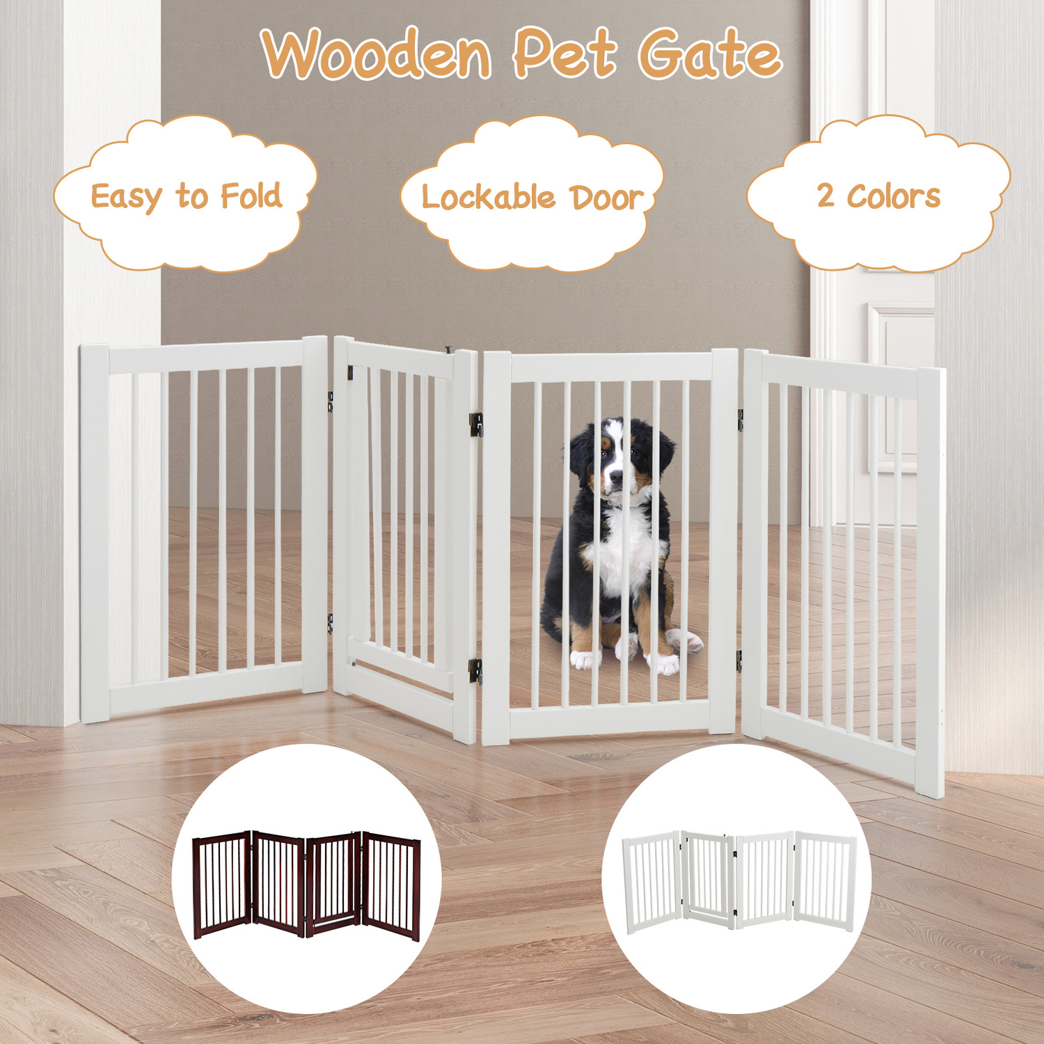 4 Panels Freestanding Pet Gate
