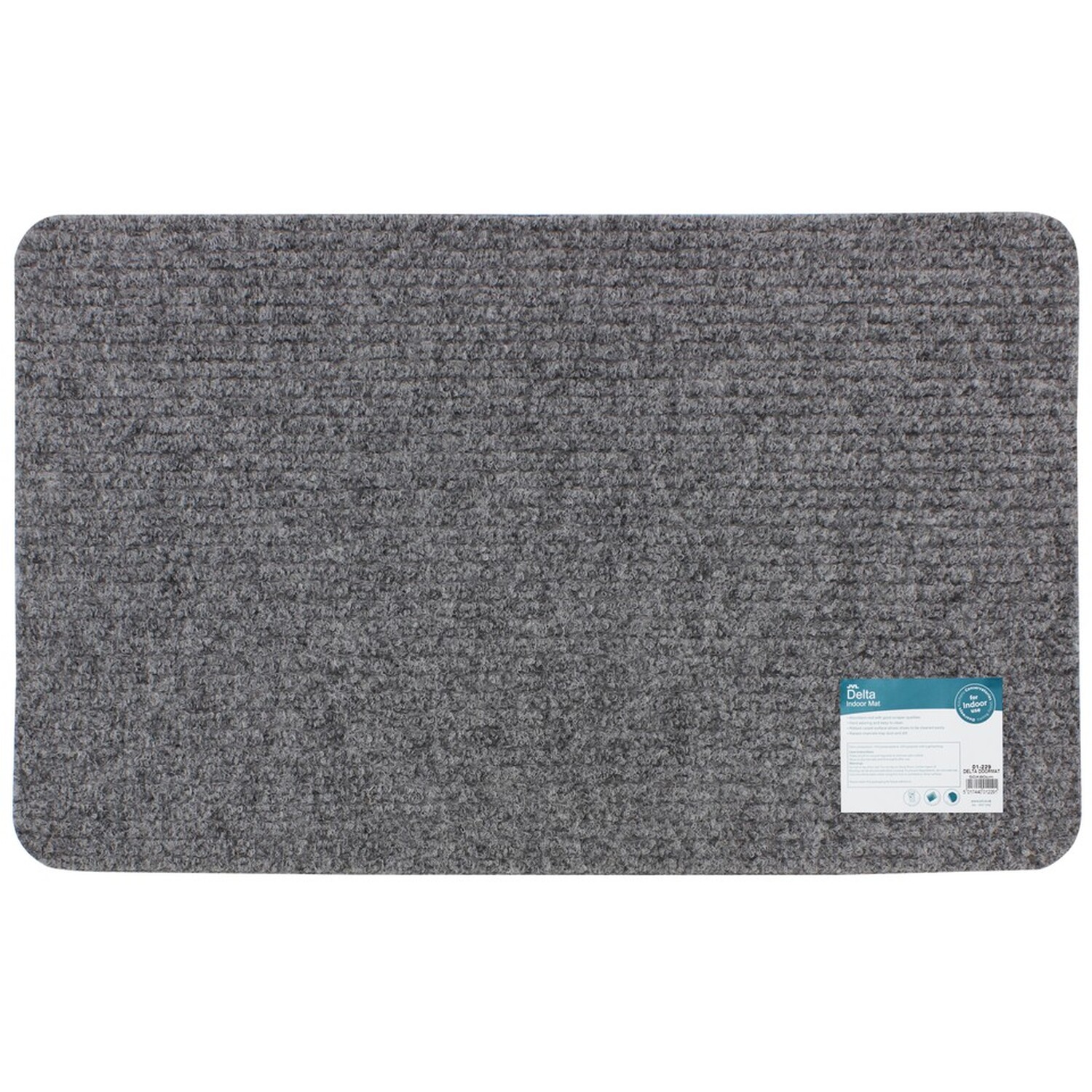 JVL Delta Indoor Mat - Grey 50x80cm