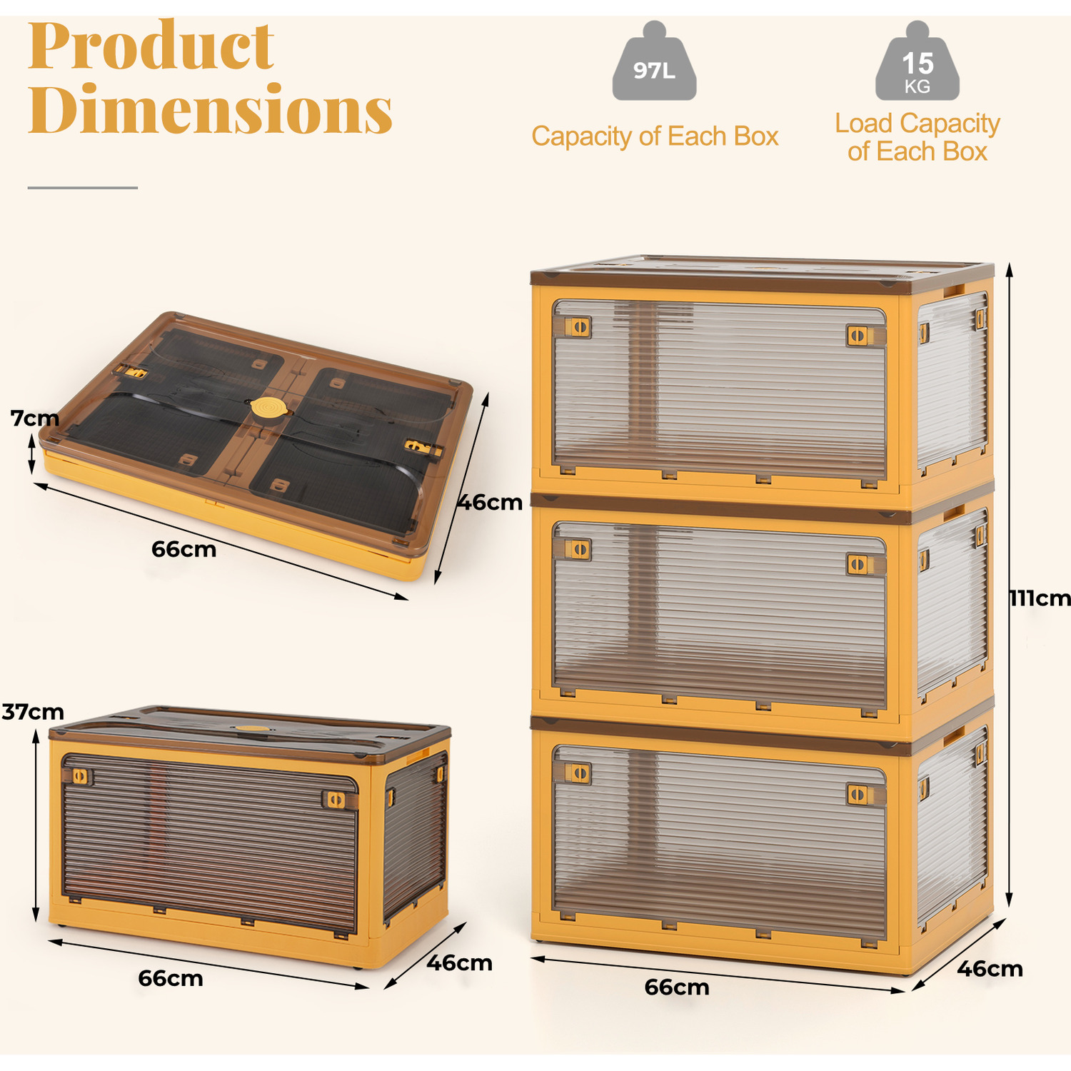 3-Tier Large Collapsible Storage Bins