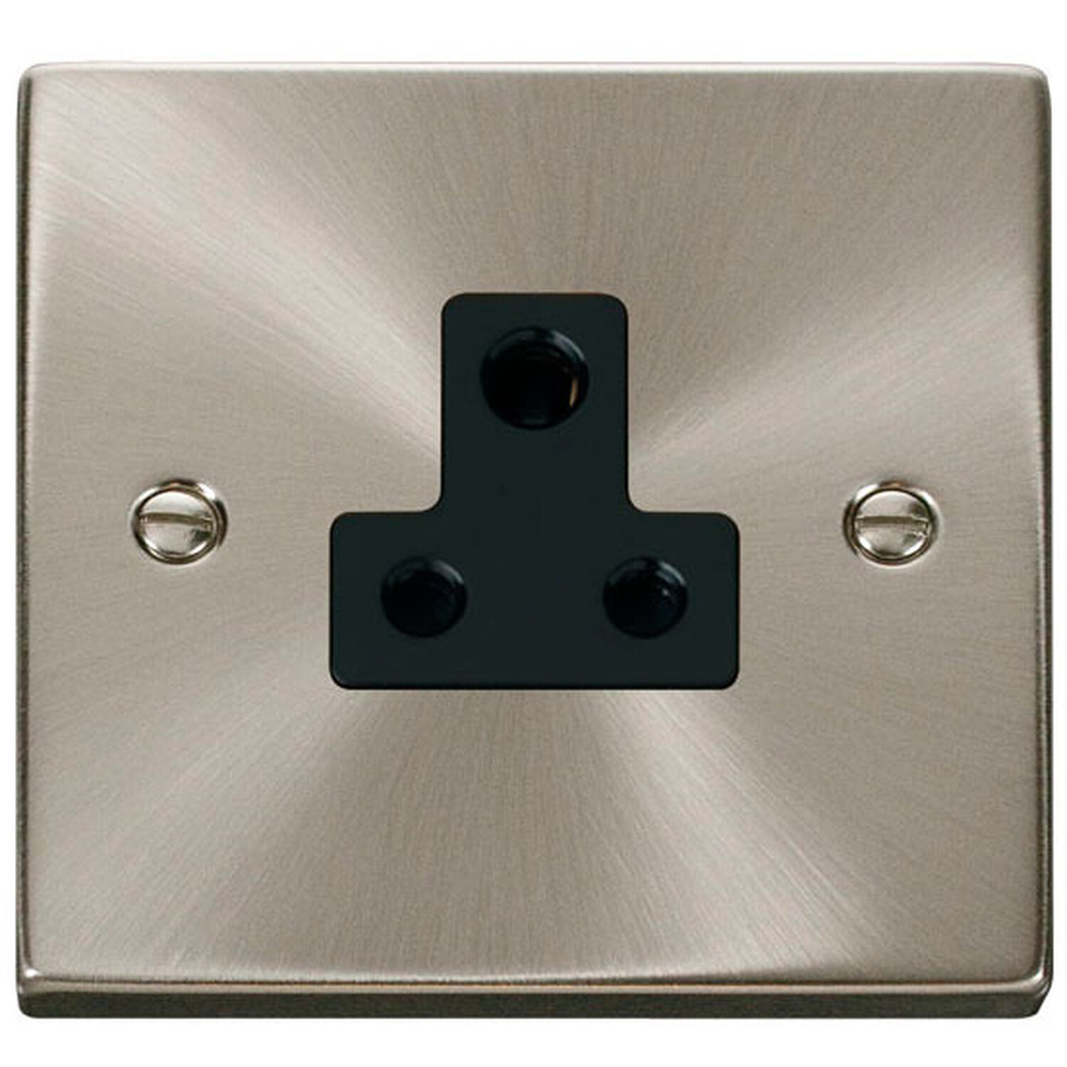 Satin Brushed Chrome 1 Gang 5A Round Pin Socket