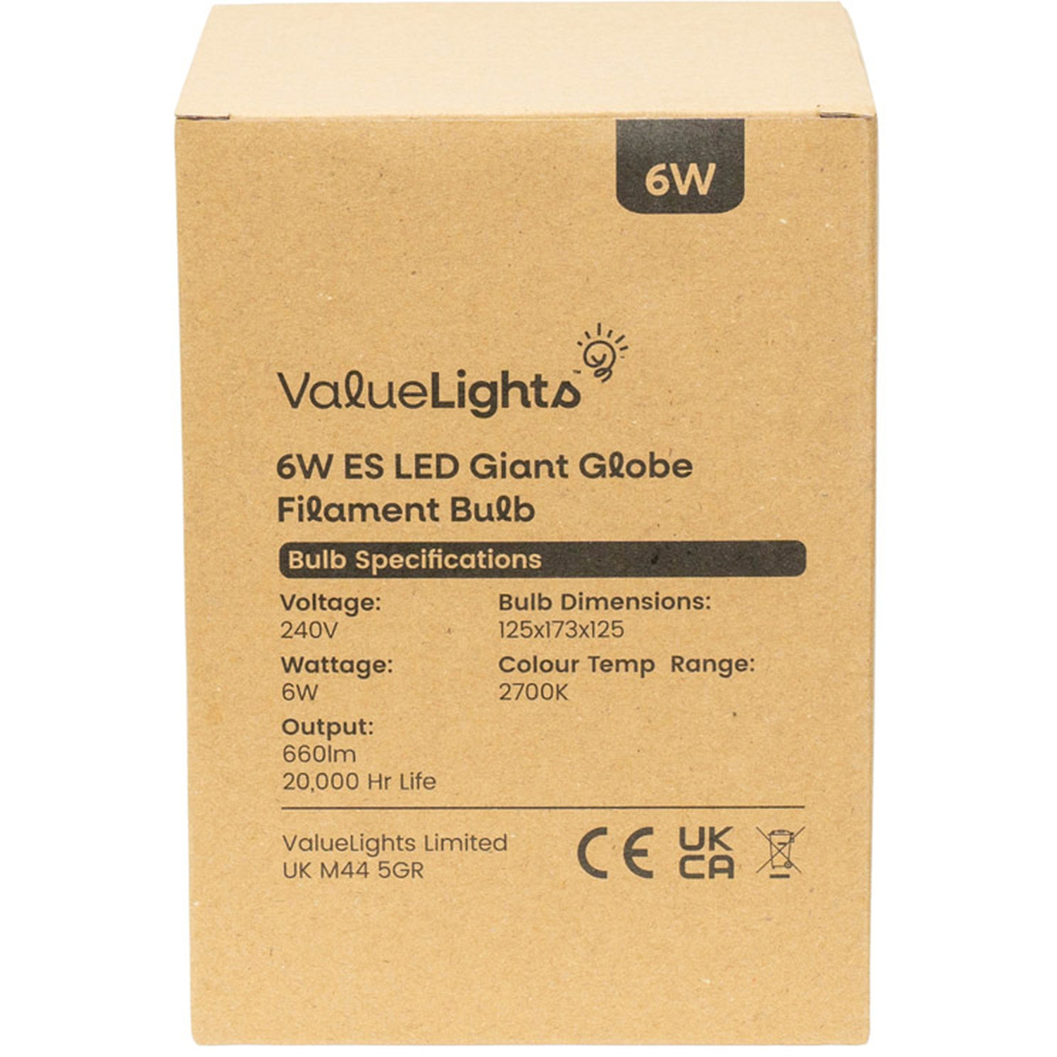 2 Pack E27 Amber Glass Bodied Globe LED 6W Warm White 2700K 660lm Light ...