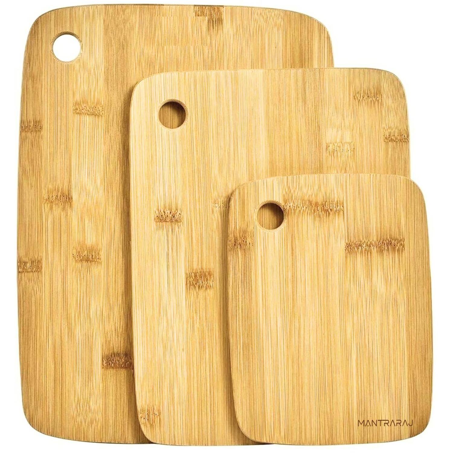 Set of 3 Bamboo Chopping Boards With Hanging Holes