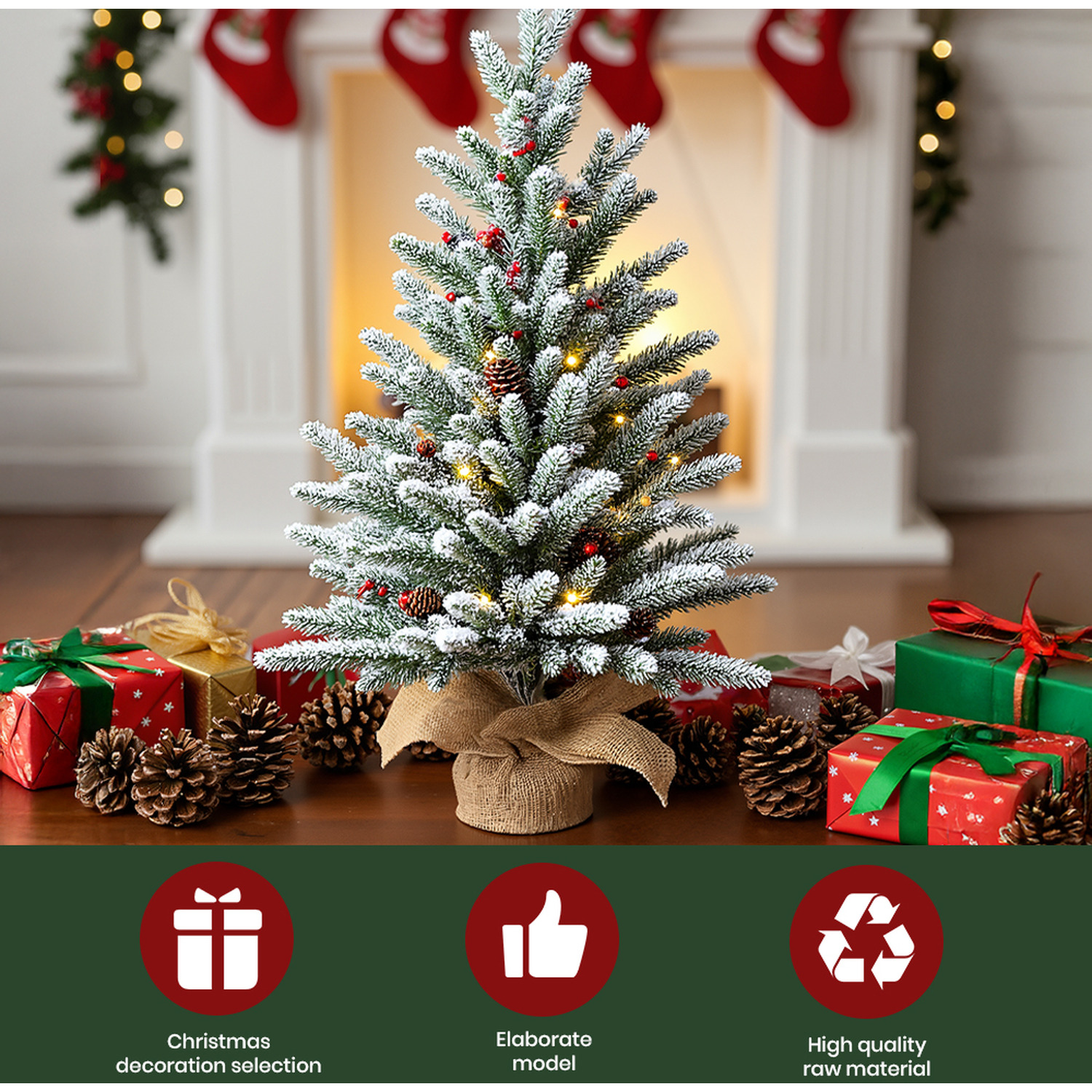 Lifeideas Pre-Lit Mini Christmas Tree 48*84cm